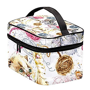 Cute Paint Cat With Dime Women Portable Travel Accessories with Mesh Pocket Makeup Cosmetic Bags Storage Organizer Multifunction Case