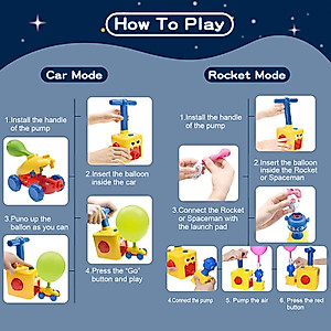 BAKAM Power Balloon Car Toy for Kids, Balloon Launcher Car Toy Set for Kids Science Toy, Inflatable STEM Balloon Pump Cars Racer Kit for Boys Girls (Frog)