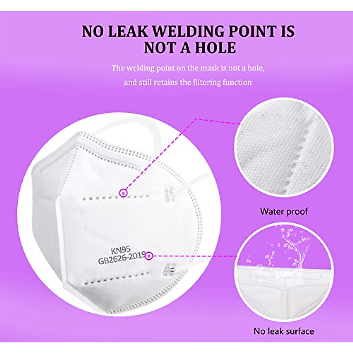 VERNASSA KN95 Face Mask 50 Pcs, 5-Ply Breathable KN95 Masks, Filter Efficiency≥95% Against PM2.5, Individually Wrapped, Disposable White Face Masks