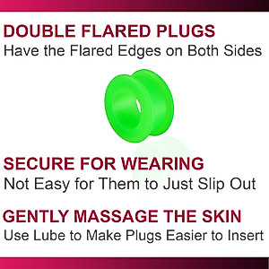 bodyjewellery 15/16 24mm Green Implant grade sili Double Flare Tunnels Ear Gauge Plugs SI01 ABWO Ear Stretching Stretchers Piercing 2Pcs