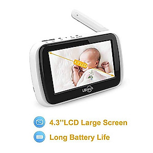 LBtech Video Baby Monitor with One Digital Camera and 4.3'' Color LCD Screen,Infrared Automatic Night Vision,Power Saving On/Off,Up to 960 ft Range