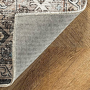 nuLOOM Gracie Distressed Medallion Machine Washable Runner Rug, 2' 6" x 8', Peach