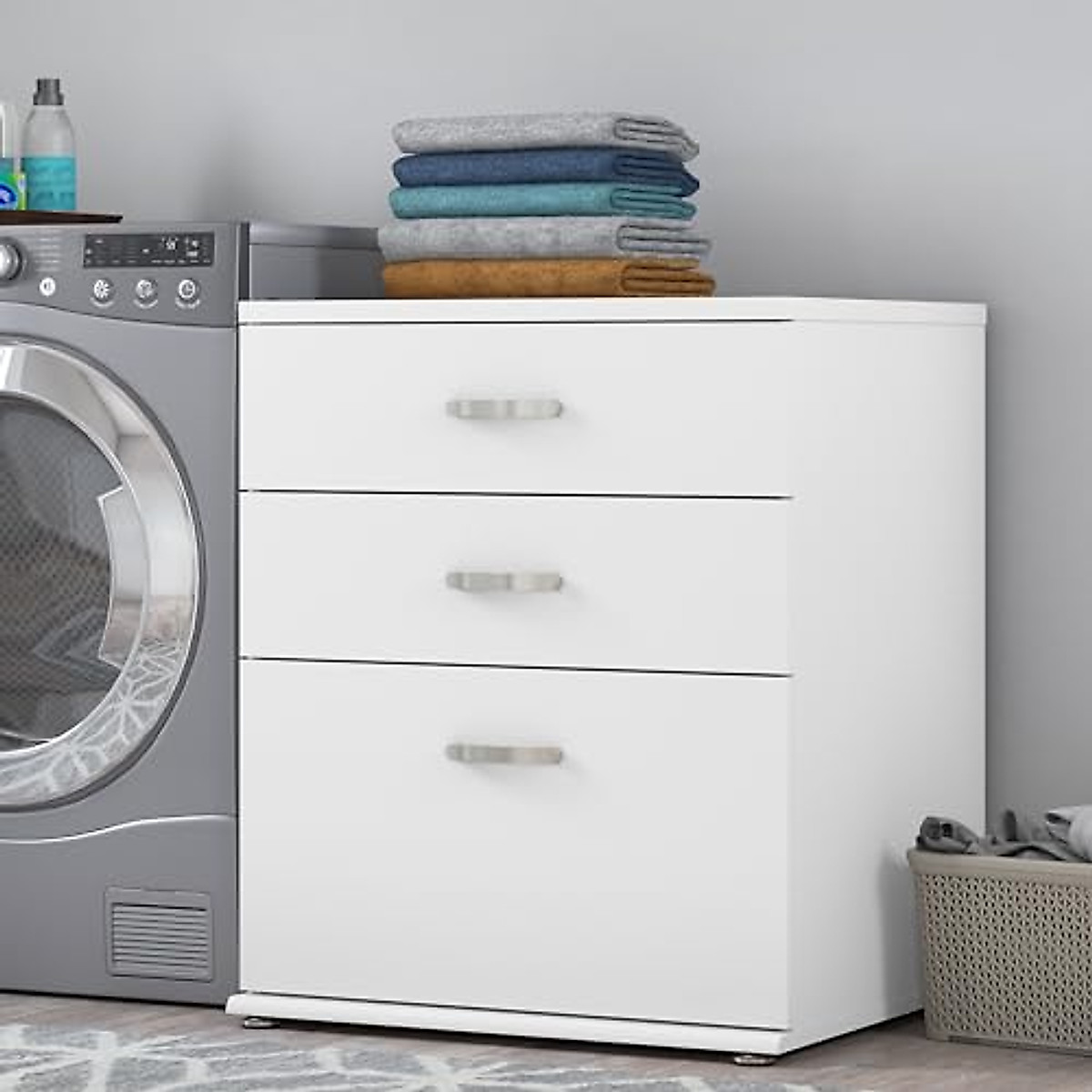 Bush Business Furniture Universal Laundry Room Storage Cabinet with Drawers, White
