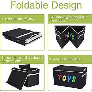 YOLOXO 2 Pack Toy Box Chest, Collapsible Sturdy Storage Bins with Lids, Extra Large Kids Toy Storage Organizer Boxes Bins Baskets