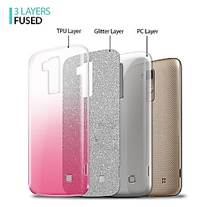 FINCIBO Shiny Sparkling Silver Pink Gradient 2 Tone Glitter TPU Protector Case Cover Compatible with Apple iPhone 13 Pro 6.1 inch 2021 - Dachshund Puppy Dog Hide and Seek