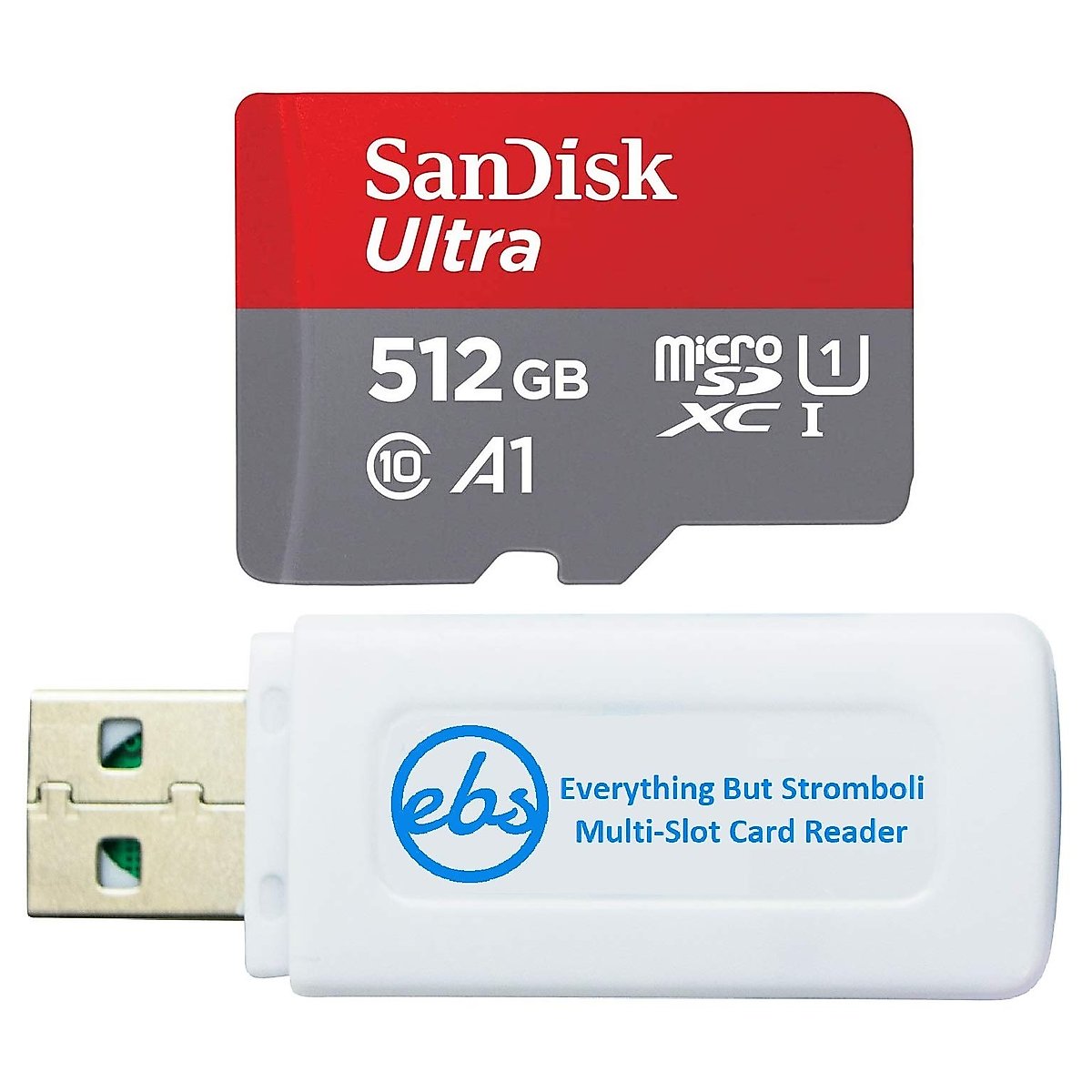SanDisk Micro SDXC Ultra Class 10 UHS-1 512GB Memory Card Works with Nintendo Switch OLED Model Gaming System (SDSQUA4-512G-GN6MN) Bundle with (1) Everything But Stromboli SD & MicroSD Card Reader