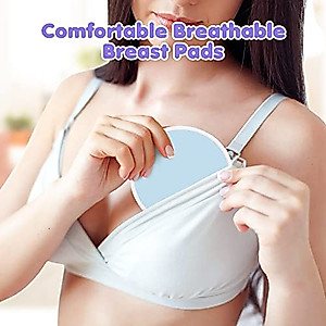 Organic Bamboo Nursing Breast Pads - 14 Pack Reusable and Washable Postpartum Pads for Breastfeeding and Maternity, with Laundry Bag - Soft, Natural and Large Nipple Pads for New Moms