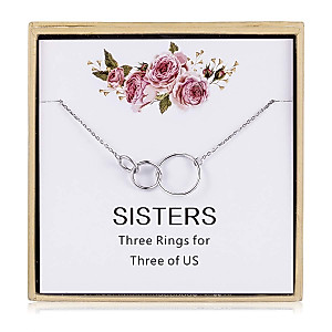 CHICLOVE 3 Sisters Necklace - 925 Sterling Silver Three Circles Friendship Sister Necklace For Women