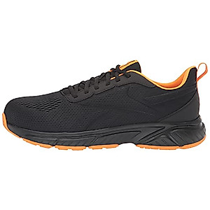 Amazon Essentials by Reebok Men's All Day Comfort Slip-Resistant Alloy-Toe Safety Work Shoe, Black/Orange, 11.5