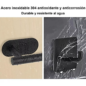 Naroote Toilet Paper Roll Holder Black Stainless Steel Compact Toilet Paper Towel Holder with Adhesive Hook Hotel