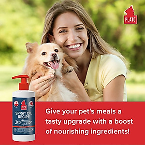 PLATO Pet Treats Fish Oil for Dogs - Omega 3 Oil for Dogs - Supports Healthy Skin and Coat - Baltic Sprat Oil Recipe 16oz