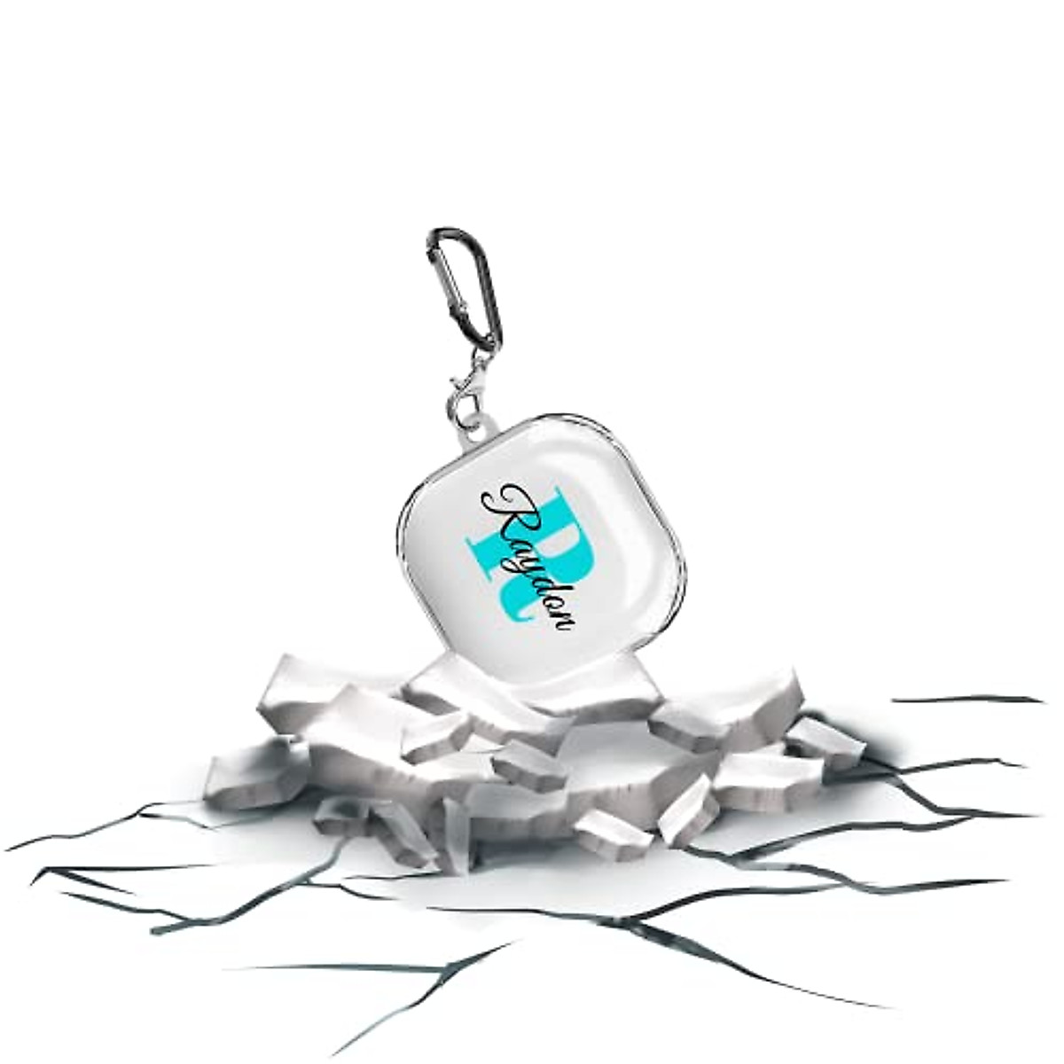 Custom Name Case Compatible with Samsung Galaxy Buds 2 Pro 2022 Release Buds Pro Buds Live Case Cover,Personalized Protective Earbuds Charging ​Crystal TPU Clear Cover with Keychain