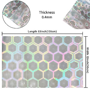 HYANG Transparent Galaxy PVC Super Clear Holographic Galaxy Vinyl Faux Leather Sheets 1 Roll 12" x 53" (30cm x 135cm) for DIY Bows Earrings Bags DIY Crafts Making