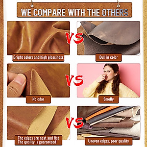 LOTOFUN Upholstery Faux Leather Sheets: 52"x36" Caramel PU Artificial Leatherette Vegan Synthetic Pleather Fabric by The Yard for DIY Crafts