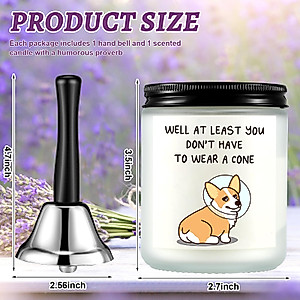 Newtay 2 Pcs Funny Get Well Gift for Women Men Post Surgery Recovery Gift Include Hand Call Bell and Lavender Scented Candle Cheer Up Gift for Women Men Friend(Cute Dog, White)