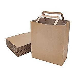 L LIKED Gift Bags Bulk 7x3.5 x8.5 Inches, 50 Pack Brown Kraft Paper Bags with Handles for Shopping Bags, Party Bags, Retail Bags, Birthday Gift Bags (Pach of 50)
