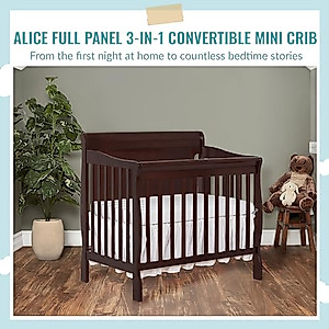 Dream On Me Alice 3-in-1 Full Panel Convertible Mini Crib, Espresso, Greenguard Gold Certified, 720 Oz