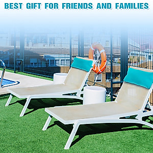 Ripeng 2 Pcs Headrest Pillow Pool Furniture Lounge Pillow Chair Pillows Patio Furniture Pillows with Adjustable Elastic Tape Band Head Support Pillow for Pool Patio Chairs Beach (Blue)