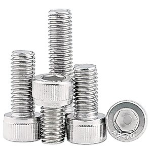 HanTof 75Pcs Hex Socket Head Cap Screws Bolts, 304 (18-8) Stainless Steel, Metric M5 x 8/12/16/20/30mm Allen Head Hex Drive Machine Screws Set with Hex Wrenches, Fully Threaded Pitch: 0.8mm