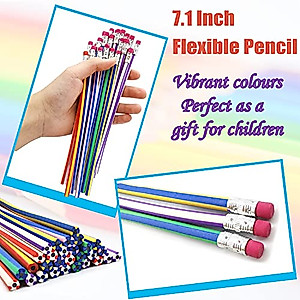 Guuozzli 45 Pack Flexible Soft Pencil,7.1 Inch Magic Bend Pencils,Soft Novelty Pencil with Eraser for Kids Gift Students School Classroom Supplies