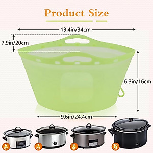 2pcs Silicone Slow Cooker Liners, Foldable Slow Cooker Liners for 6-7-8-10 Quarts, Reusable Crock-Pot Liners with Buttons and Hooks for Oval or Round Pot, Leakproof & Easy Clean, Green+Blue