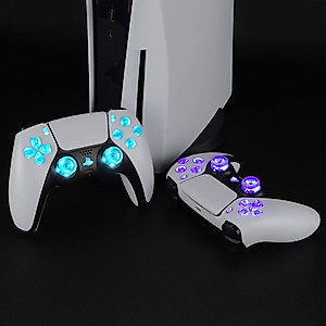 eXtremeRate Multi-Colors Luminated D-pad Thumbstick Share Option Home Face Buttons for PS5 Controller BDM-010 & BDM-020, 7 Colors 9 Modes DTF V3 LED Kit for PS5 Controller - Controller NOT Included