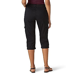 Lee Women's Relaxed Fit Austyn Knit Waist Cargo Capri Pant, Black, 12