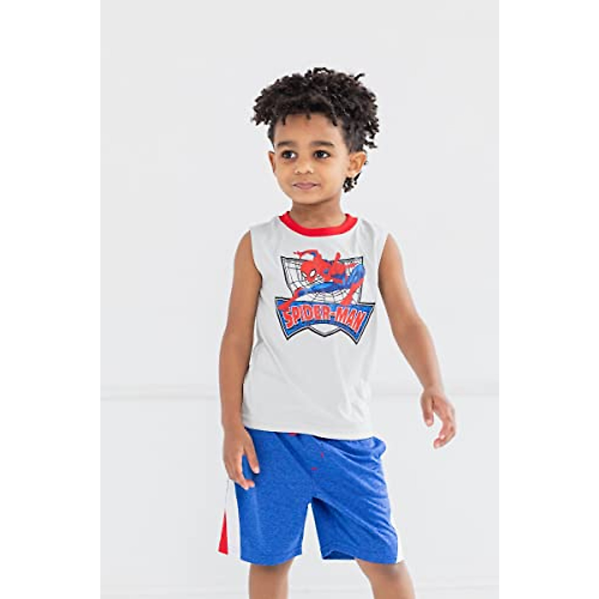 Marvel Avengers Spider-Man Little Boys 3 Piece Outfit Set: T-Shirt Tank Top Shorts 7-8