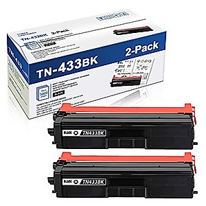 MaxColor 2 Pack Black TN433BK Toner Compatible TN433 TN433 High Yield Toner Cartridge Replacement for Brother HLL8360CDW L8260CDW DCPL8410CDW MFCL8610CDW L8690CDW L8900CDW L9570CDWT L9570CDW Printer.
