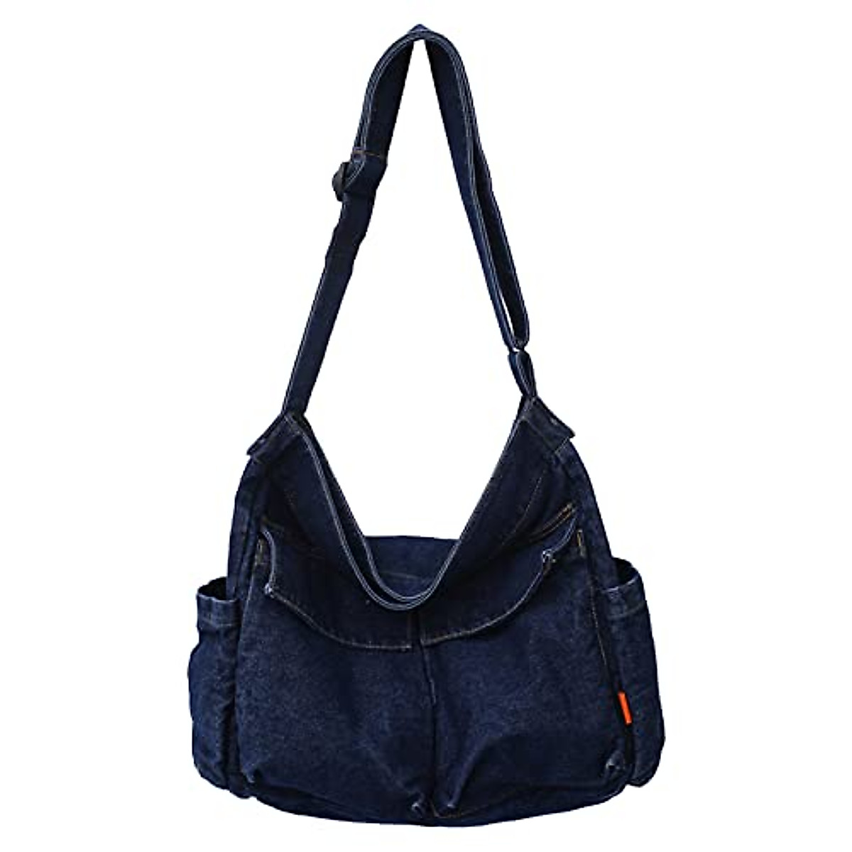 Nanwansu Denim Shoulder Bag Casual Style Canvas Bag Retro Travel Shopper Crossbody Handbag Hobo Tote Bag for Women Dark Blue