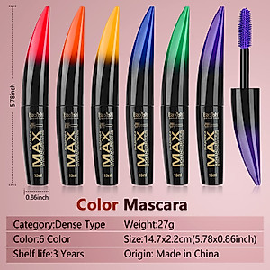 Long Lasting Smudge-Proof Lash Sensational Mascara, FantasyDay 6 Pcs 0.5 Fl Oz Washable Volumizing Lengthening Defining Curling Eyelash Makeup Set - Lift Separates Eye Lashes False Lash Effect Mascara