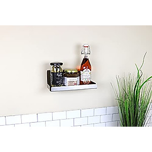 Deco Gables Designs 4 Modern Brushed Stainless Steel Spice Racks Floating Wall Shelf Hanging Durable Polished Solid Metal for Home Kitchen Dining Room with Mounting Hardware 10 Inches Wide Set of 4