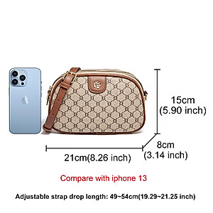 LAORENTOU Vegan Leather Small Crossbody Bag for Women PVC Checkered Purse Shoulder Crossbody Phone Bags (03 Light Brown)