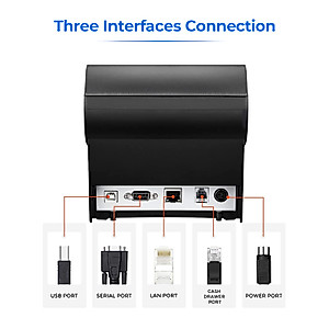 MUNBYN Receipt Printer P068, 3 1/8" 80mm Direct Thermal Printer, POS Printer with Auto Cutter - Receipt Printer with USB Serial Ethernet Windows Driver ESC/POS Support Cash Drawer