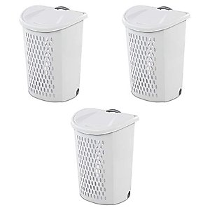Sterilite Laundry Hamper, 2 Bushel, White , Pack of 3