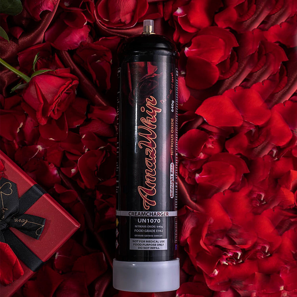 AMAZWHIP 640g, 0.95L Fresh and Pure Rose Fragrance Cream Charger (1 cylinder-rose)