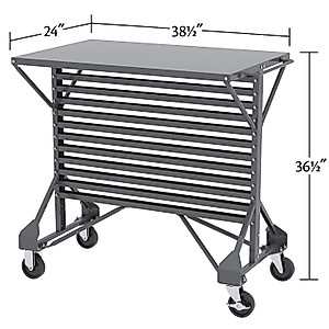 Akro-Mils 30812 Steel Mobile Bin Work Cart Organizer with Steel Worktop for Mounting AkroBin Storage Bins, (38-1/2-Inch W x 24-Inch D x 36-1/2-Inch H), Gray