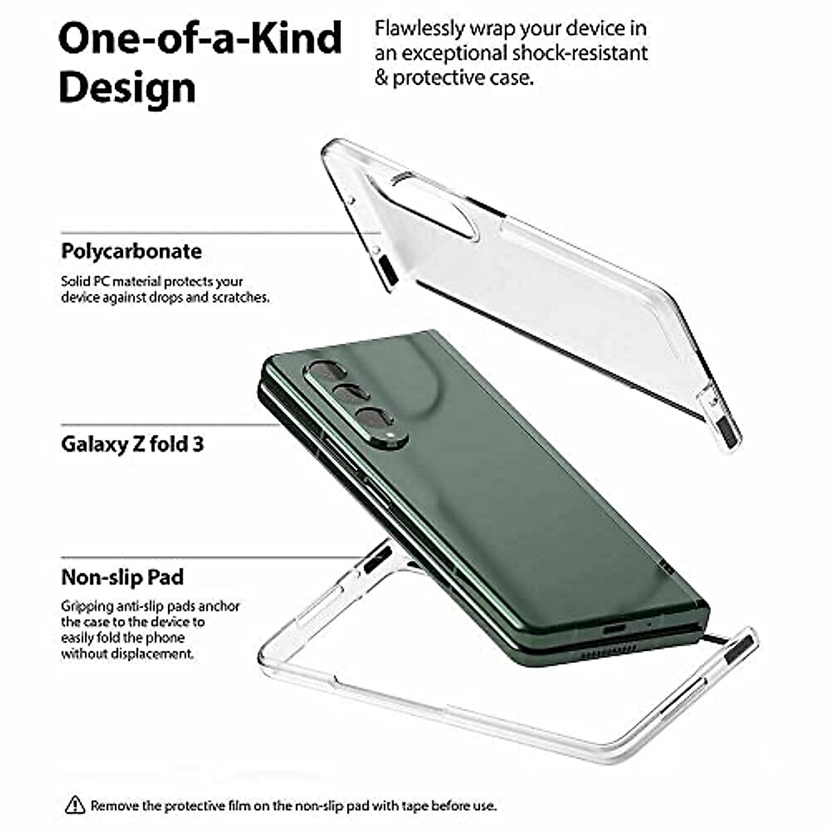 EAXER for Samsung Galaxy Z Fold 3 5G Transparent Hard PC Shockproof Phone Case Cover Non-Yellowing, Hard PC Slim Cases Cover for Samsung Z Fold3 5G, Crystal Clear