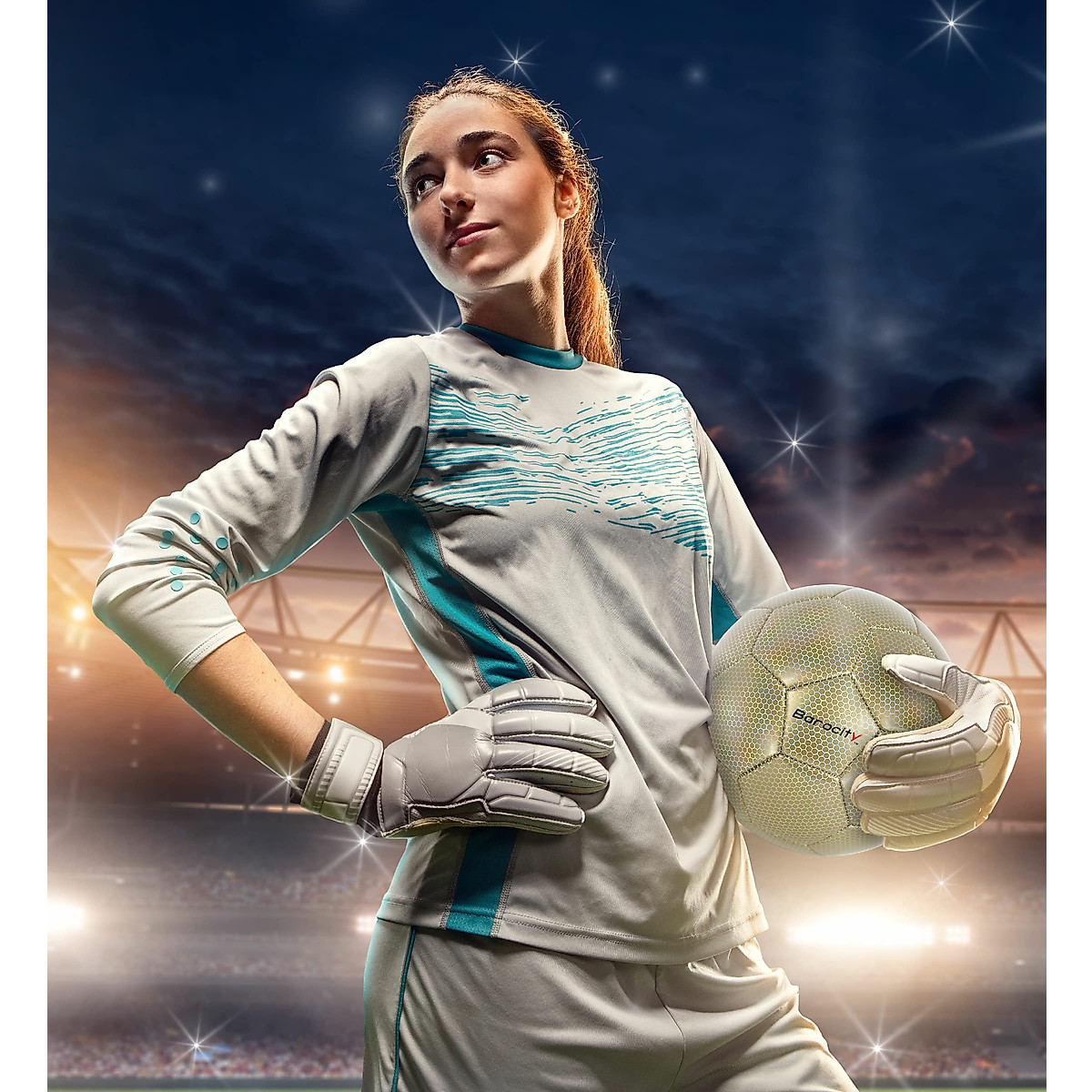 Barocity Classic Gold Size 4 Soccer Ball - Premium Outdoor and Indoor Soccer Ball with Reflective Iridescent Rainbow Hex Pattern, Perfect Boys and Girls Soccer Ball for Playtime, Practice and Training