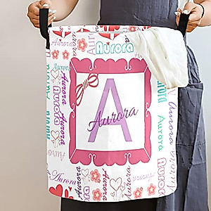 Custom Laundry Baskets with Name Personalized Laundry Hamper Collapsible Clothes Storage Basket with Handle for Bathroom Living Room Bedroom