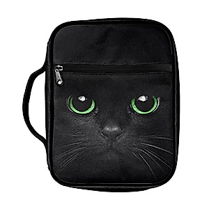 Dreaweet Black Cat Bible Cover Carrying Bible Case with Pockets Zipper Book Bible Holder Totes Bag for Women Men, Animal Print Adults Kids Bible Accessories