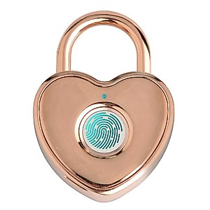 Tcyoatoa Heart Shaped Fingerprint Padlock, Small Smart Padlock for Gym Locker, Backpag, School, Mailbox, Travel Suitcase (Rose Gold)