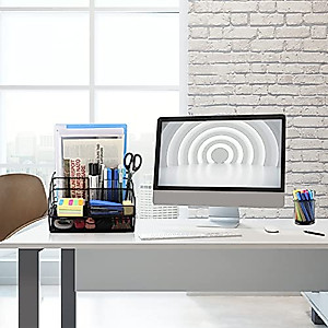 vedett Desk Organizer and Accessories Set for All Desk, Office Supplies Organizer with 6 Compartments + Pen Holder / 72 Accessories, for Aldult and Chlidren（Large）