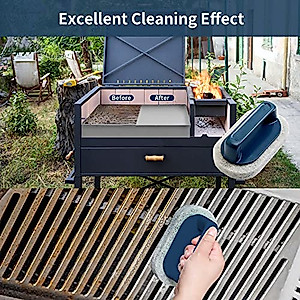 11 Pcs Griddle Cleaning Kit, Dveda Flat Top Grill Cleaning Kit for Blackstone, Flat Top Grill Cleaning Accessories on Hot or Cold Surfaces, Griddle Scouring Pads Brush with Handle, 10 Scouring Pads