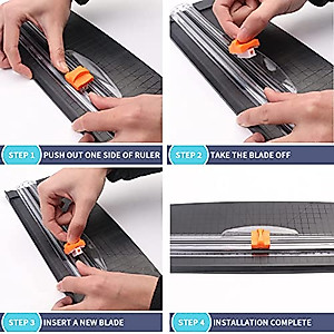 ZEQUAN Paper Cutter Blades, Paper Trimmers Replacement Blades with Safe Hiding Blade Design, Orange 1 x 1 x 0.86 in