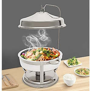 BAIODNB Chafing Dishes for Buffet Set, Round Stainless Steel Catering Food Pan Warmers with Lids, Buffet Servers and Warmers Sets Ideal for Parties and Events (Silver)