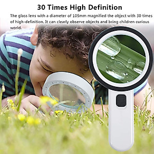 Magnifying Glass with Light, 30X Large Handheld Magnifying Glass 12 LED Illuminated Lighted Magnifier for Macular Degeneration, Seniors Reading, Soldering, Inspection, Coins, Jewelry, Exploring
