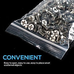 200pcs (100pcs 2 x 3" + 100pcs 3 x 4") Small Clear Plastic Poly Self Sealing Bags, Mini Resealable Bags Pockets, Reclosable Locking Baggies for Storage Jewelry, Snacks, Candy, Beads, Screws