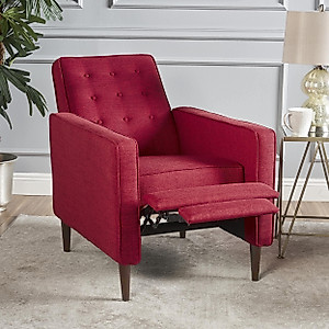 Christopher Knight Home GDFStudio Mason Mid-Century Modern Tuft Back Recliner (Qty of 1, Fabric/Red).
