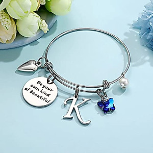 Yoosteel Initial Bracelets Gifts for Girls Women - Silver A Initial Bracelets for Teen Girl Gifts Trendy Stuff Expandable Bangle Bracelets for Girls Women Christmas Gifts for Girls
